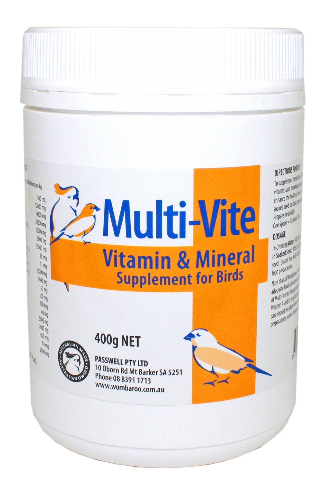 Multi-Vite For Birds - Wombaroo